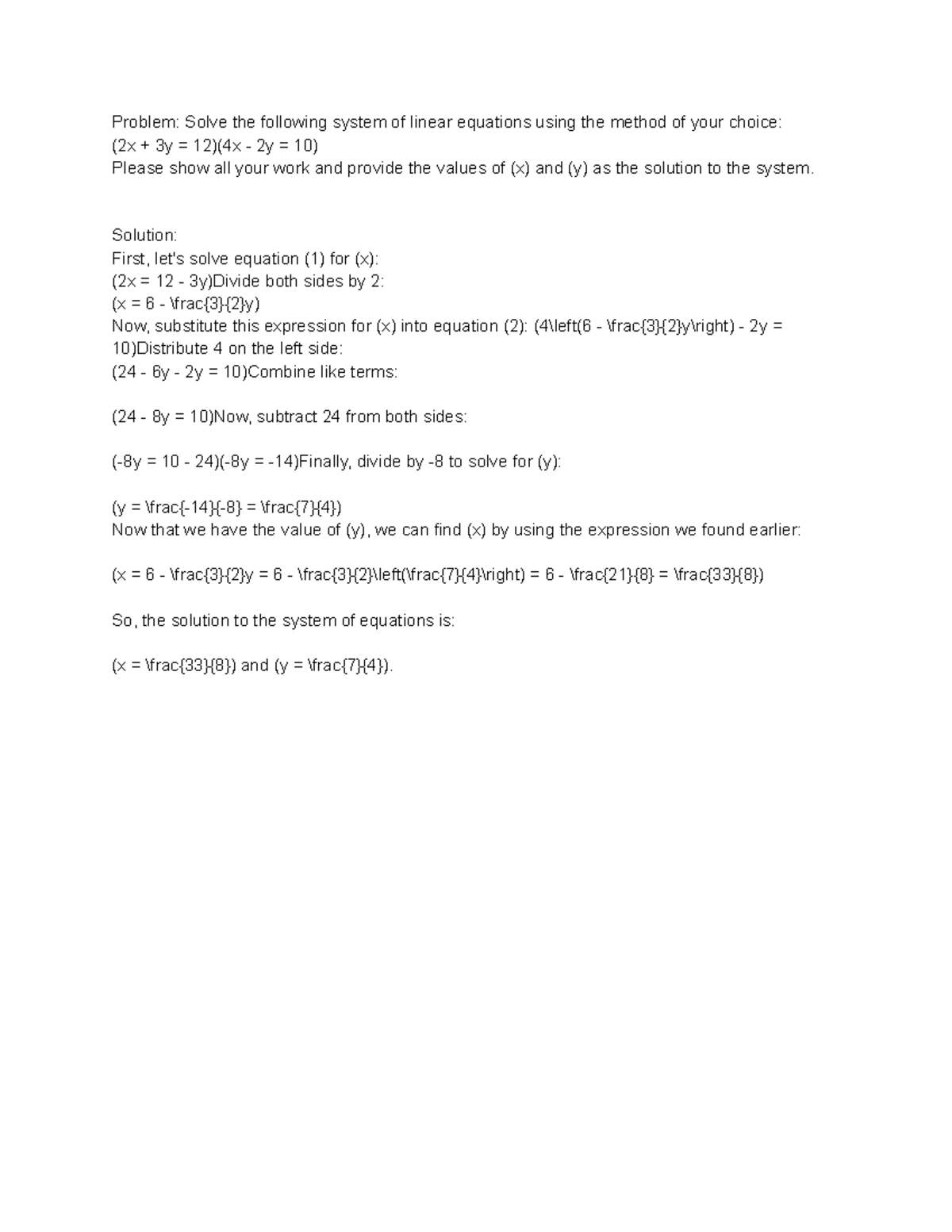 Math Algebra practice and explanation - Problem: Solve the following ...