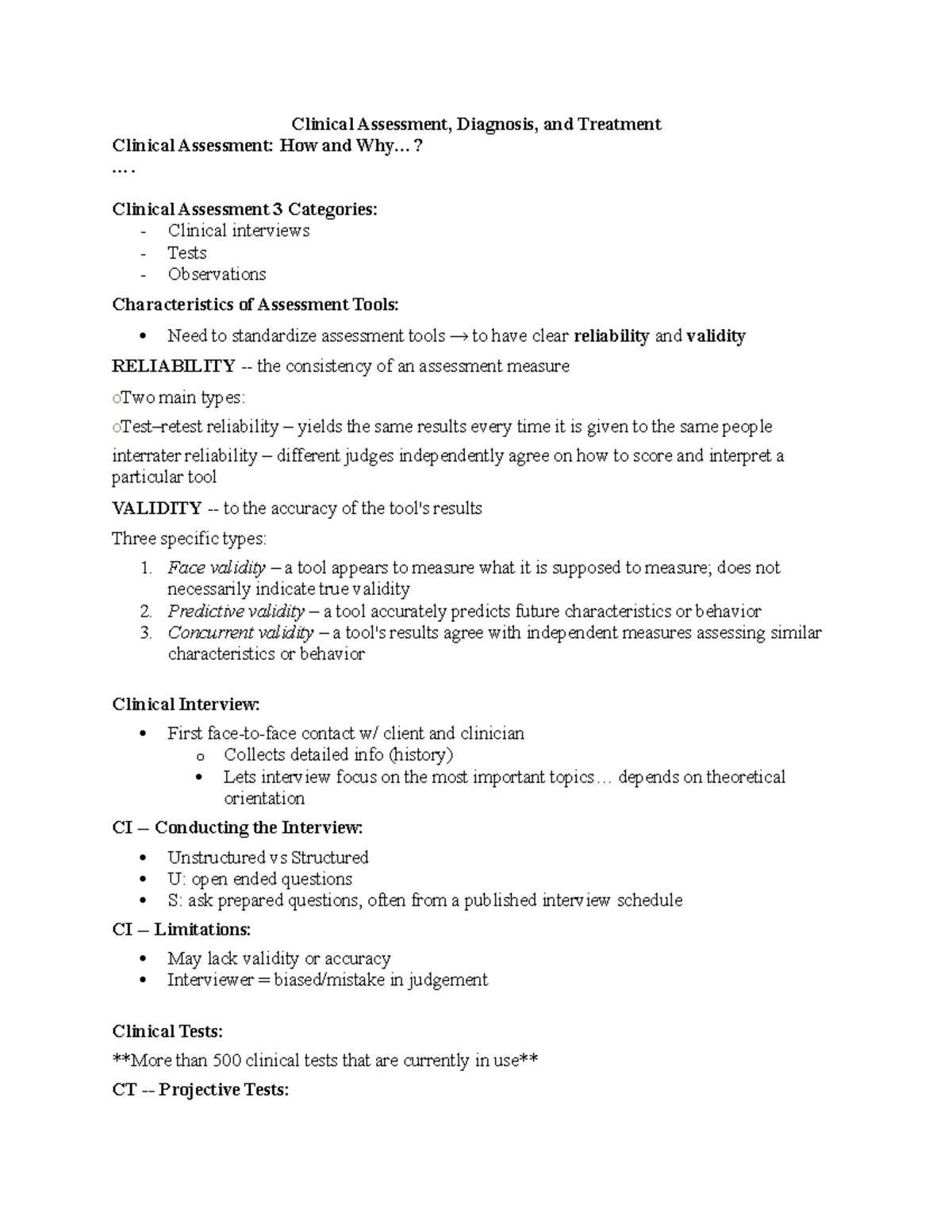 Clinical Assessment, Diagnosis, and Treatment - ..? .... Clinical ...
