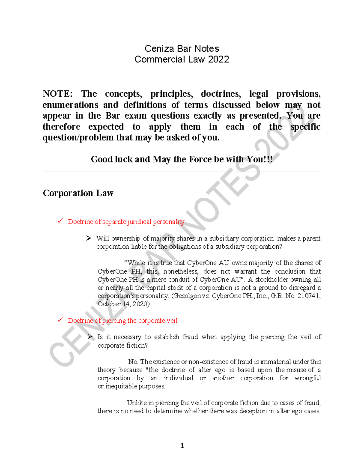 Ceniza Bar Notes 2022 - gkhkbkmg - Ceniza Bar Notes Commercial Law 2022 ...