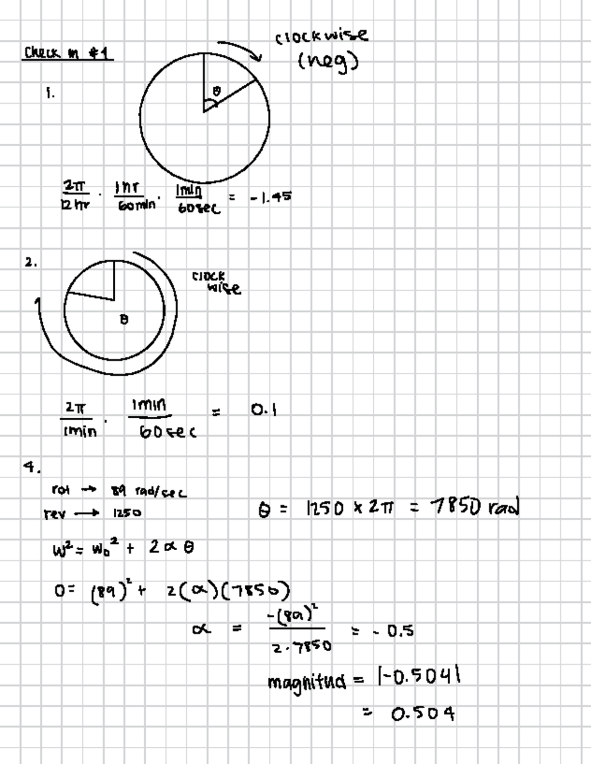 Unit 7 Work - This is a good note - Clockwise Check in #1 & (neg) I. ⑦ ...