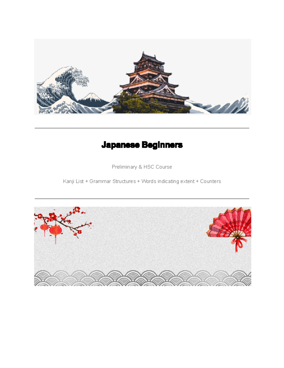 Japanese Beginners Preliminary HSC Notes - Japanese Beginners ...