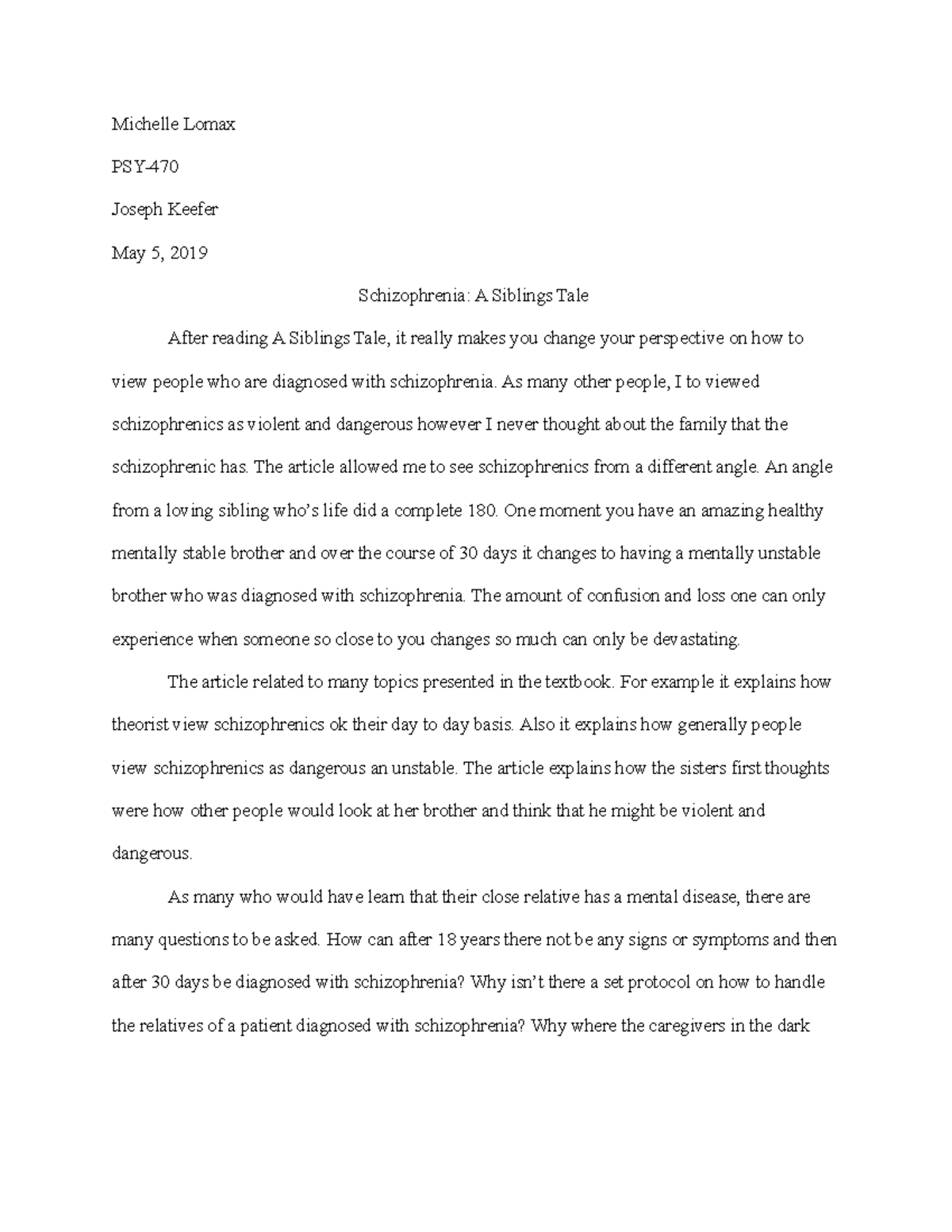 Critique 3 copy copy - Michelle Lomax PSY- Joseph Keefer May 5, 2019 ...