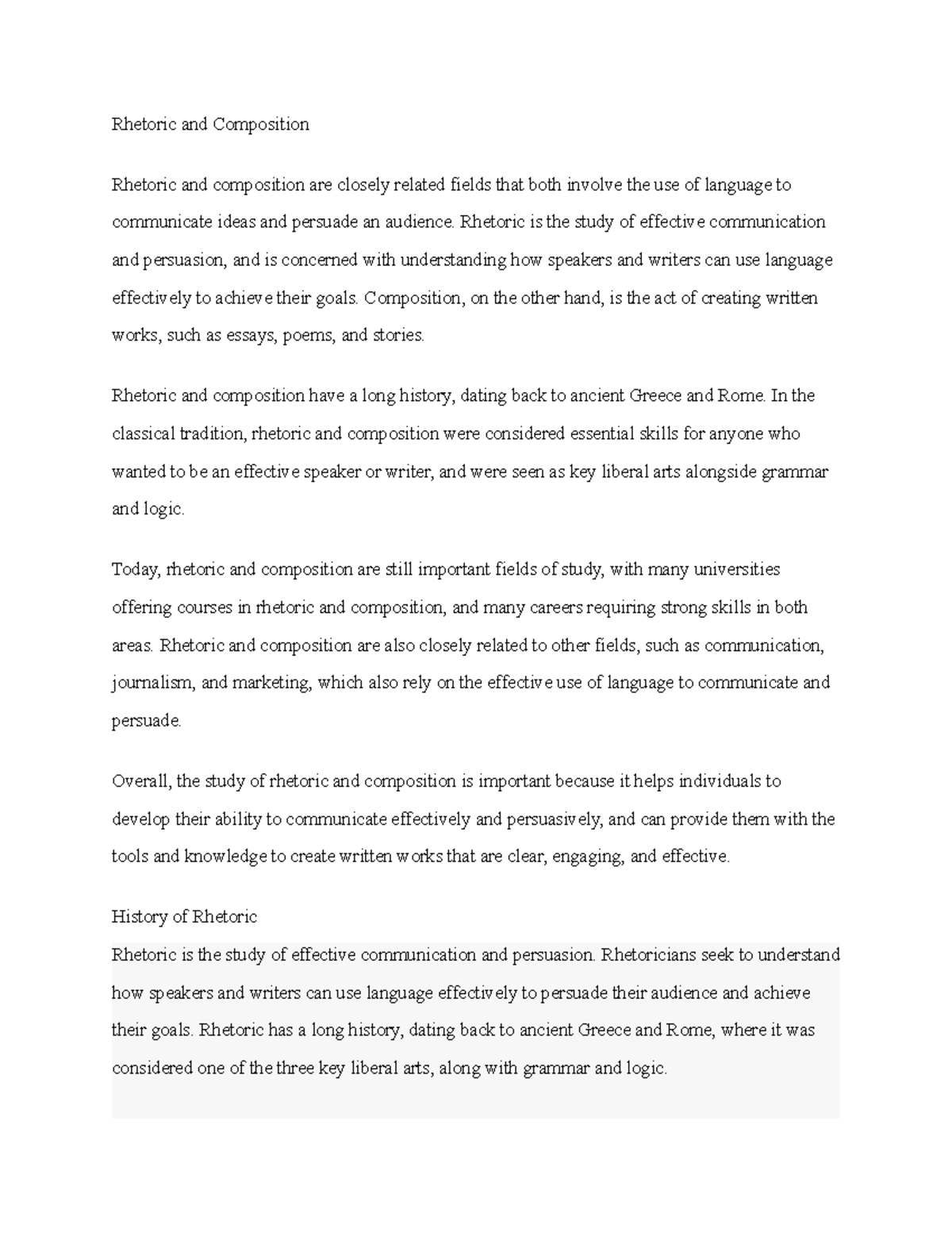 Rhetoric and Compostition Notes - Rhetoric and Composition Rhetoric and ...