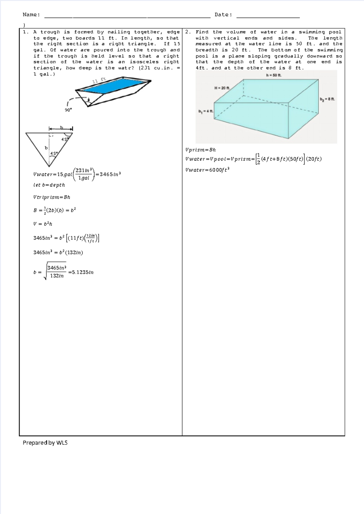 Solid Mensuration - Problems and Solution - Name ...
