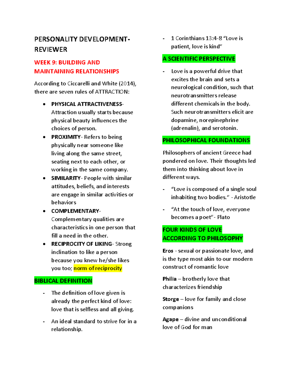 Personality Development Reviewer 1 - PERSONALITY DEVELOPMENT- REVIEWER ...