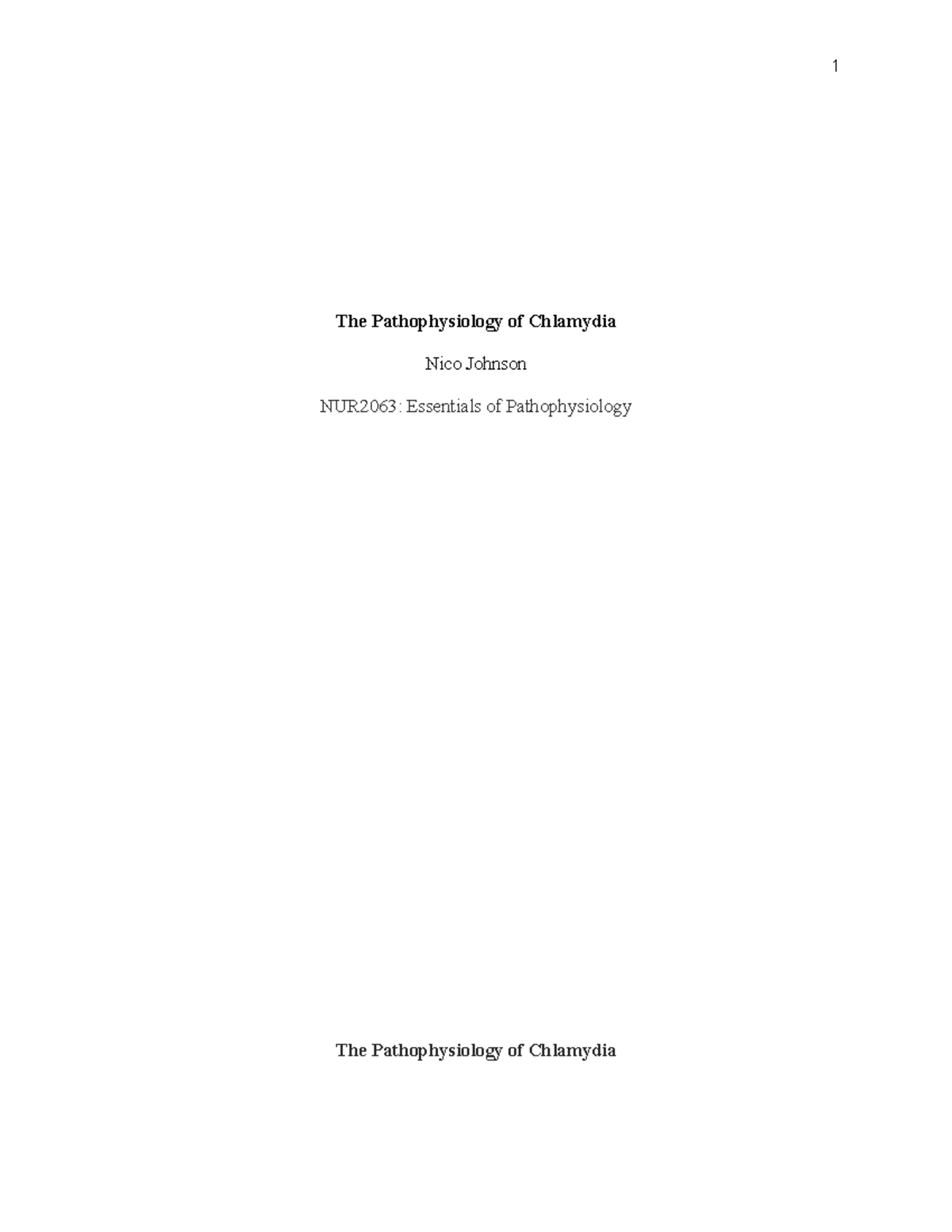 The Pathophysiology of Chlamydia 0050524 - The Pathophysiology of ...