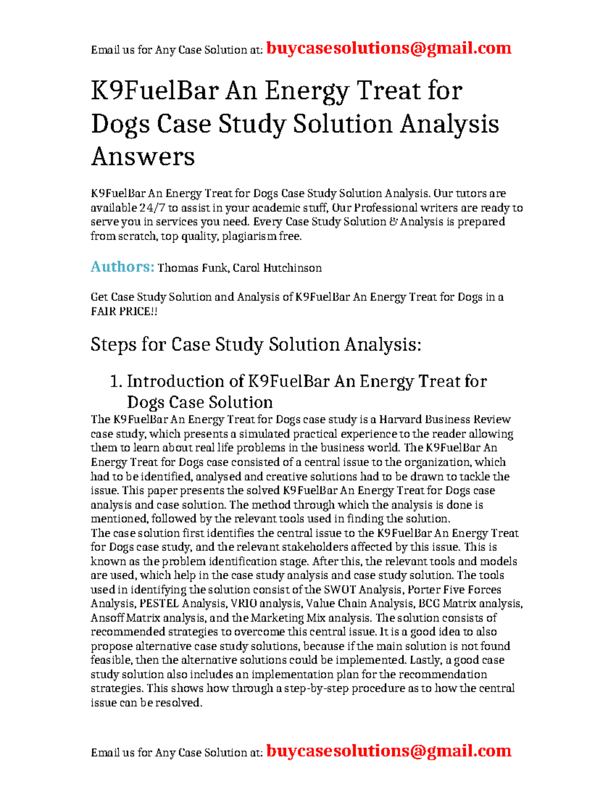 Case Solution K9FuelBar An Energy Treat for Dogs - K9FuelBar An Energy Treat for Dogs Case Study ...