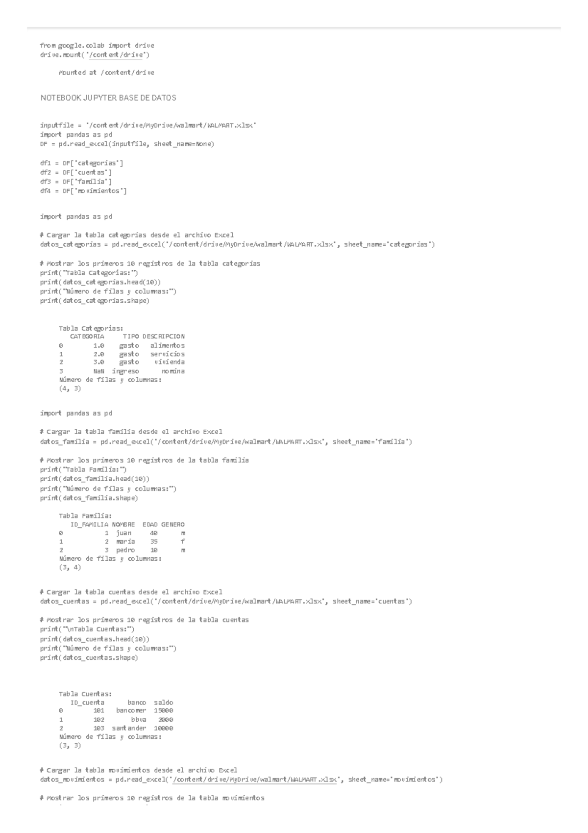 PASO 6 AL 9 Jupyter Notebook - from google import drive drive('/content/drive') Mounted at - Studocu
