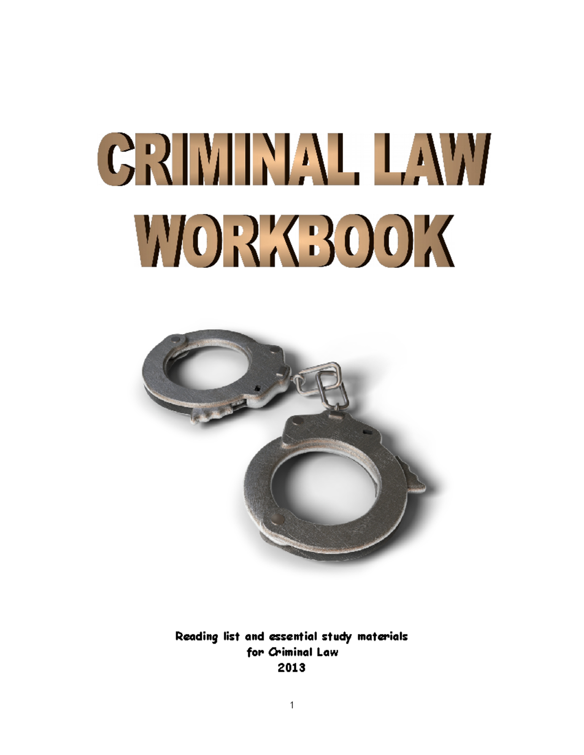 CRIM LAW Workbook 2 - Tutorial work for criminal law for all semester ...