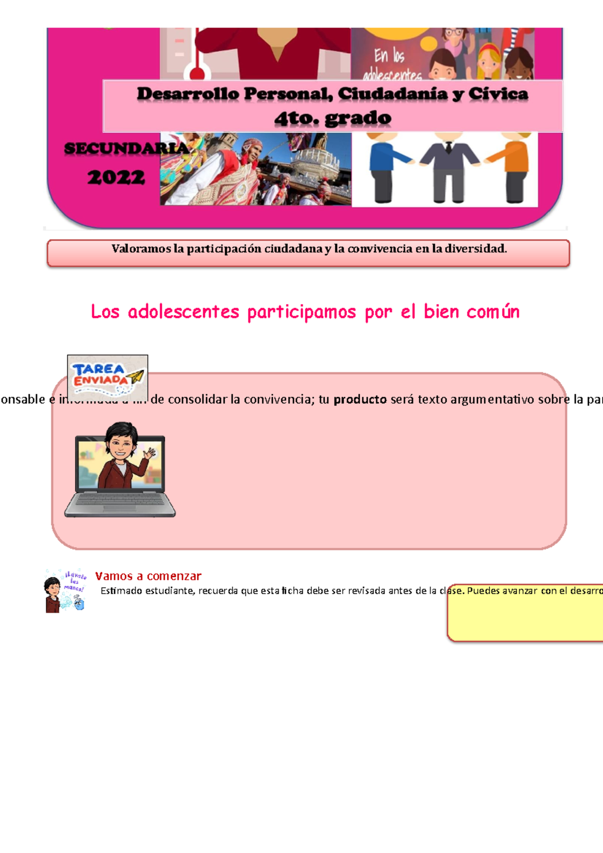 4° DPCC - Semana 25 - asa - Valoramos la participación ciudadana y la convivencia en la ...