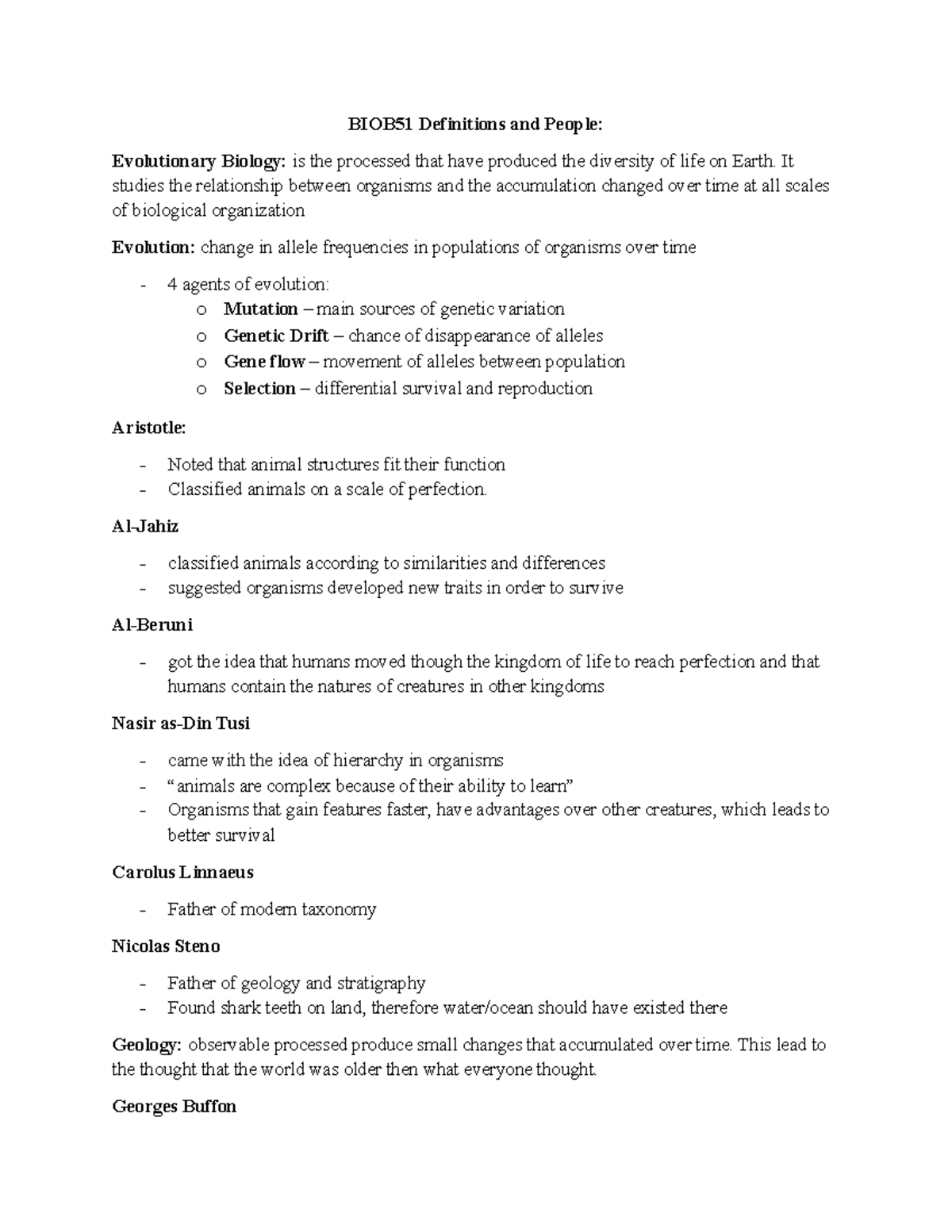 BIOB51 Definitions and People - BIOB51 - U of T - Studocu