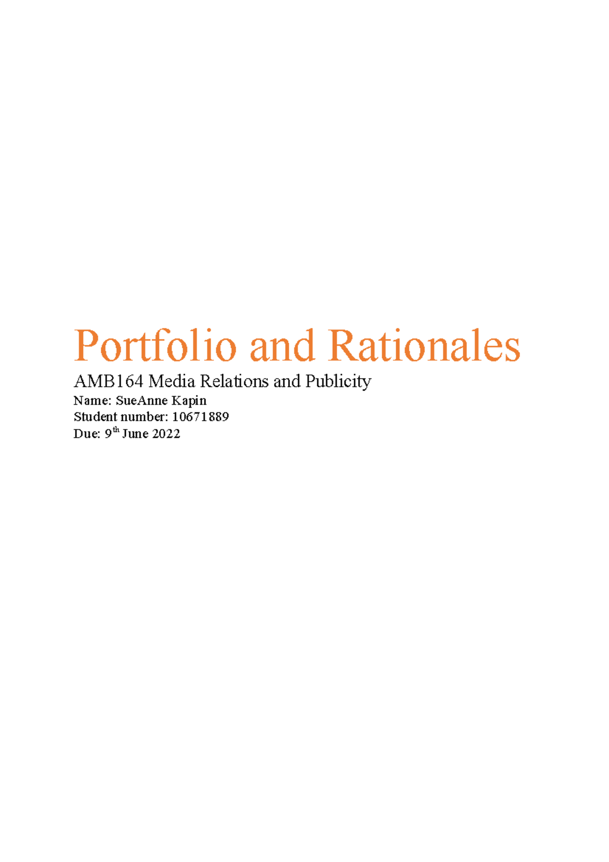 AMB164 Portfolio and Rationales A2 Final - AMB164 - QUT - Studocu
