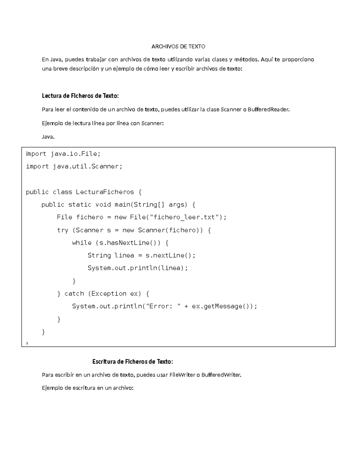 Archivos DE Texto - ARCHIVOS DE TEXTO En Java, puedes trabajar con ...