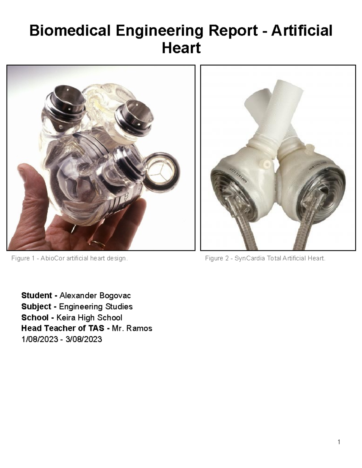 Biomedical Engineering Report - Artificial Heart - Figure 1 - AbioCor ...