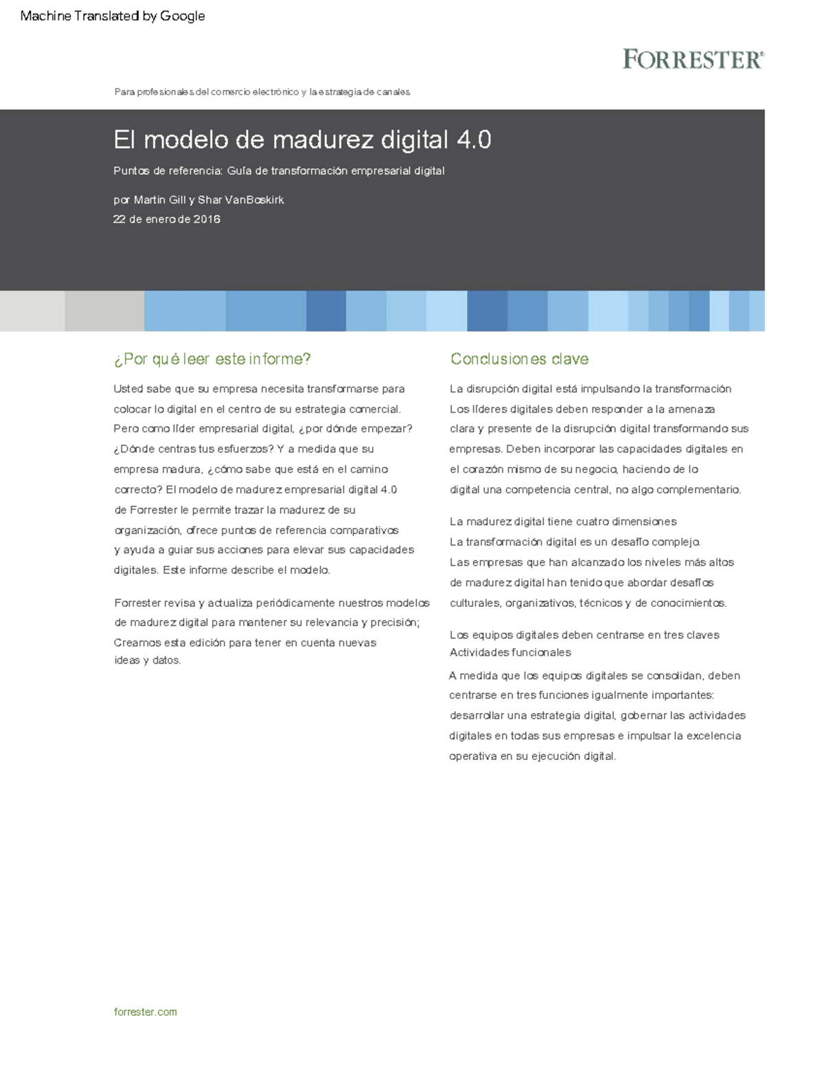 Forrester-s Digital Maturity Model 4.0 Español - El modelo de madurez ...