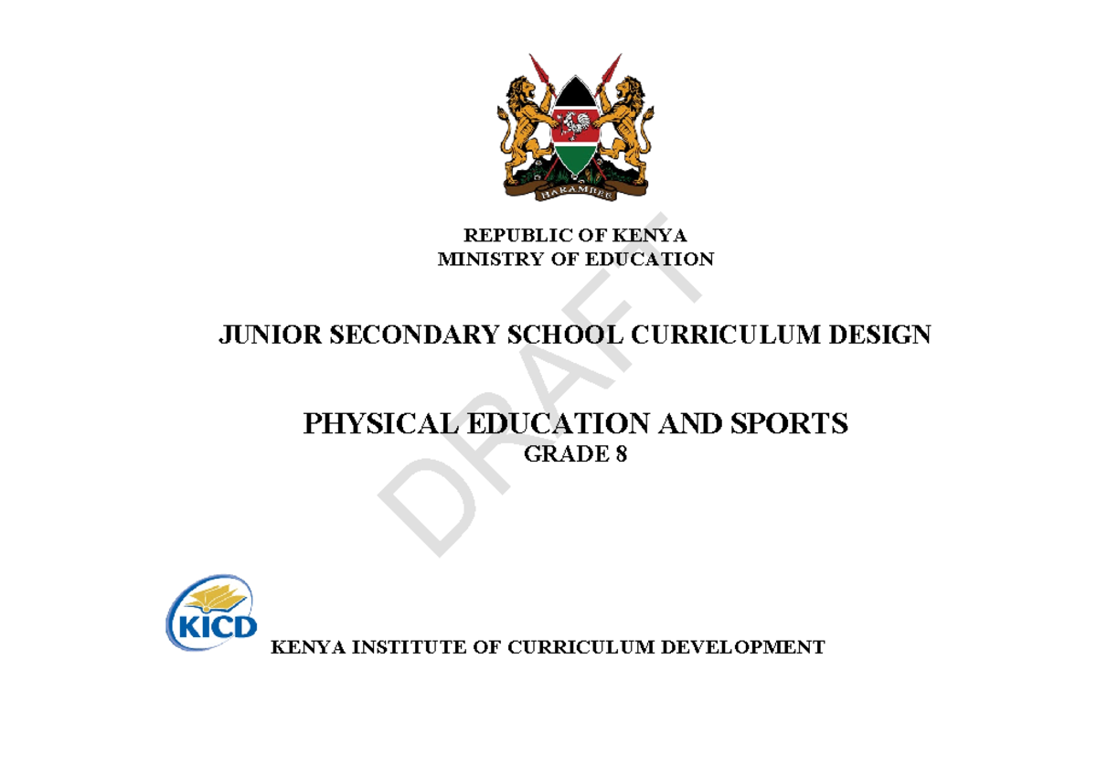 Grade 8 Curriculum Designs- Physical Education - REPUBLIC OF KENYA ...