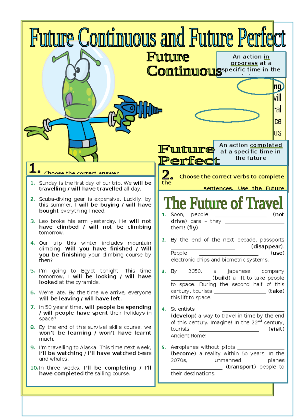 Future perfect and future continuous - An action in progress at a ...