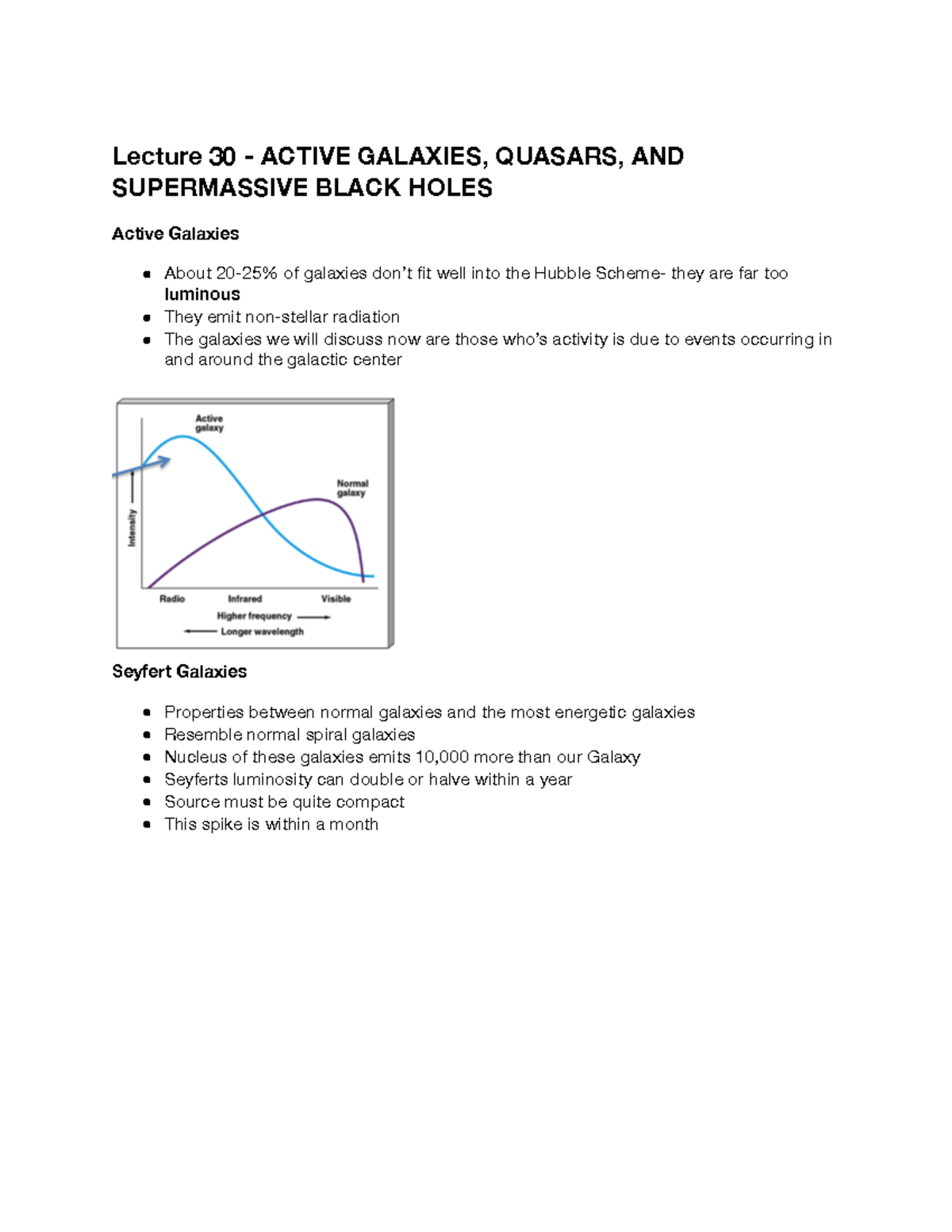 Lecture 30 - Active Galaxies, Quasars, and Supernovae - Lecture 30 ...