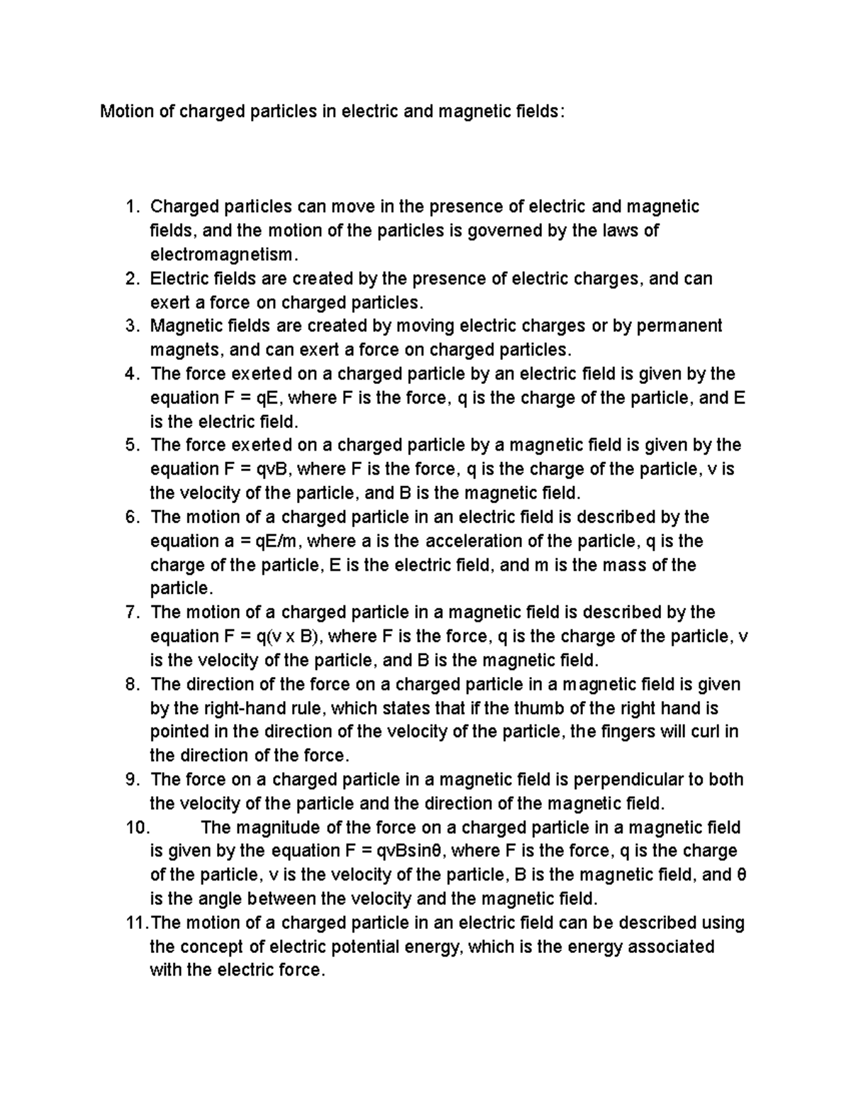 Motion of charged particles in electric and magnetic fields - Electric ...