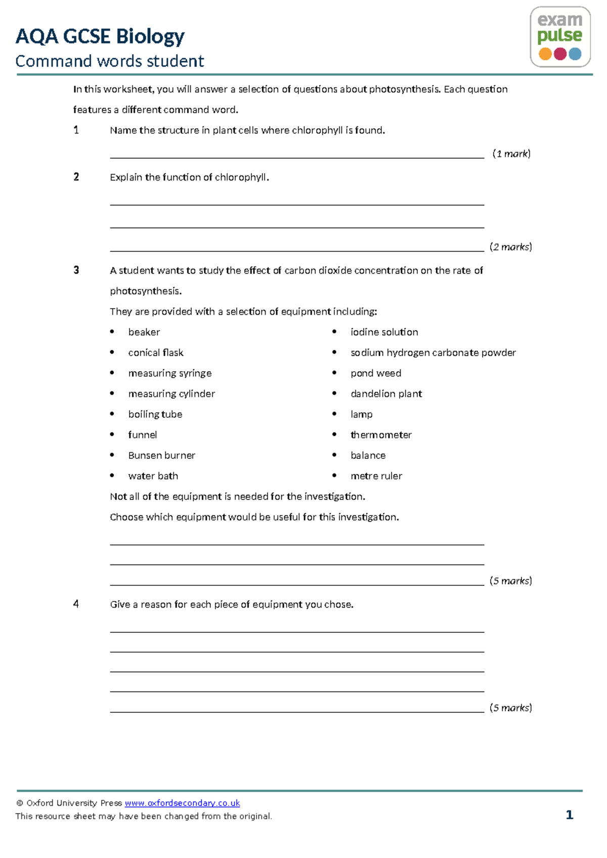 Oxo aqa16 EP B CWws xxaann - AQA GCSE Biology Command words student In ...
