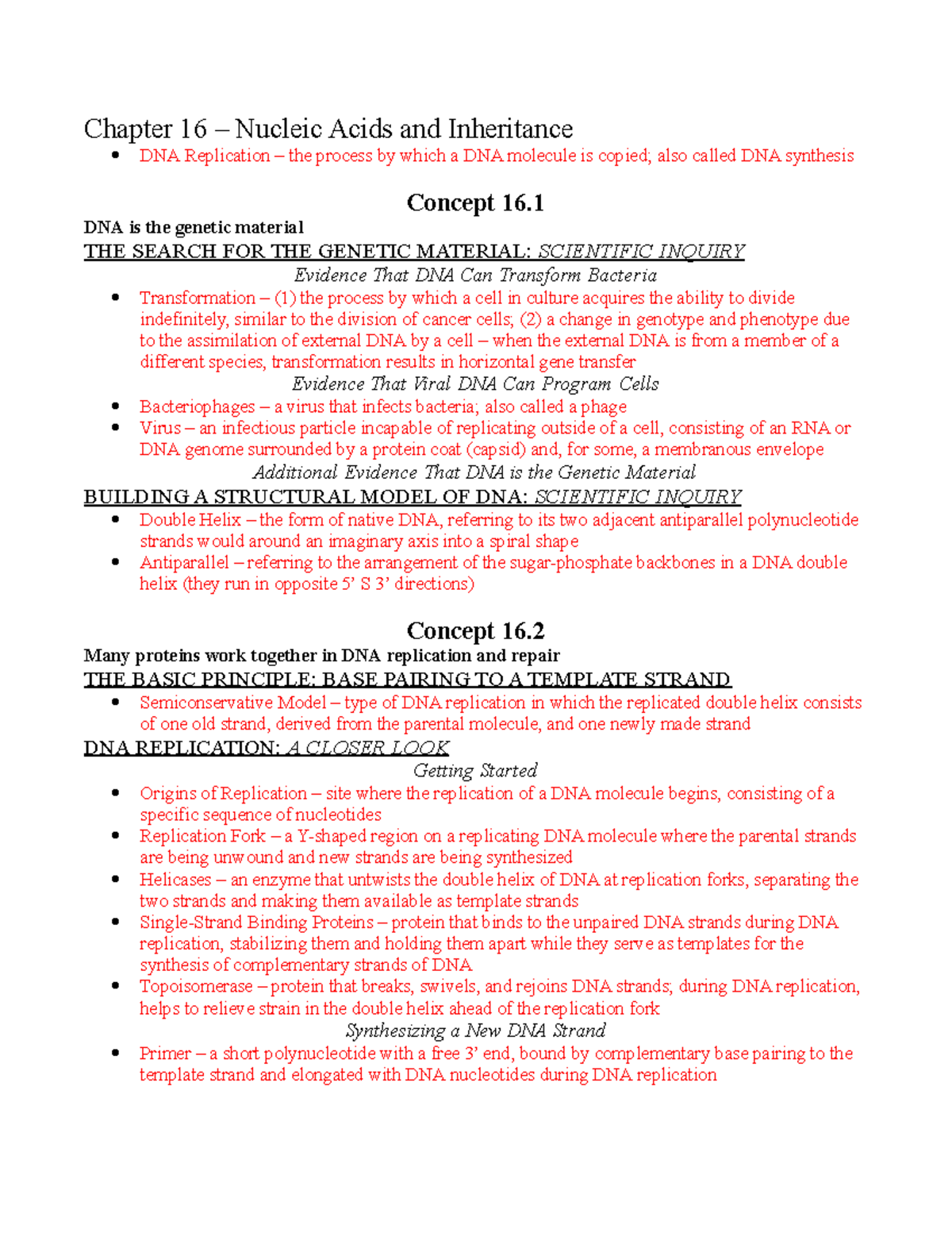 16. Nucleic Acids and Inheritance - Chapter 16 – Nucleic Acids and ...