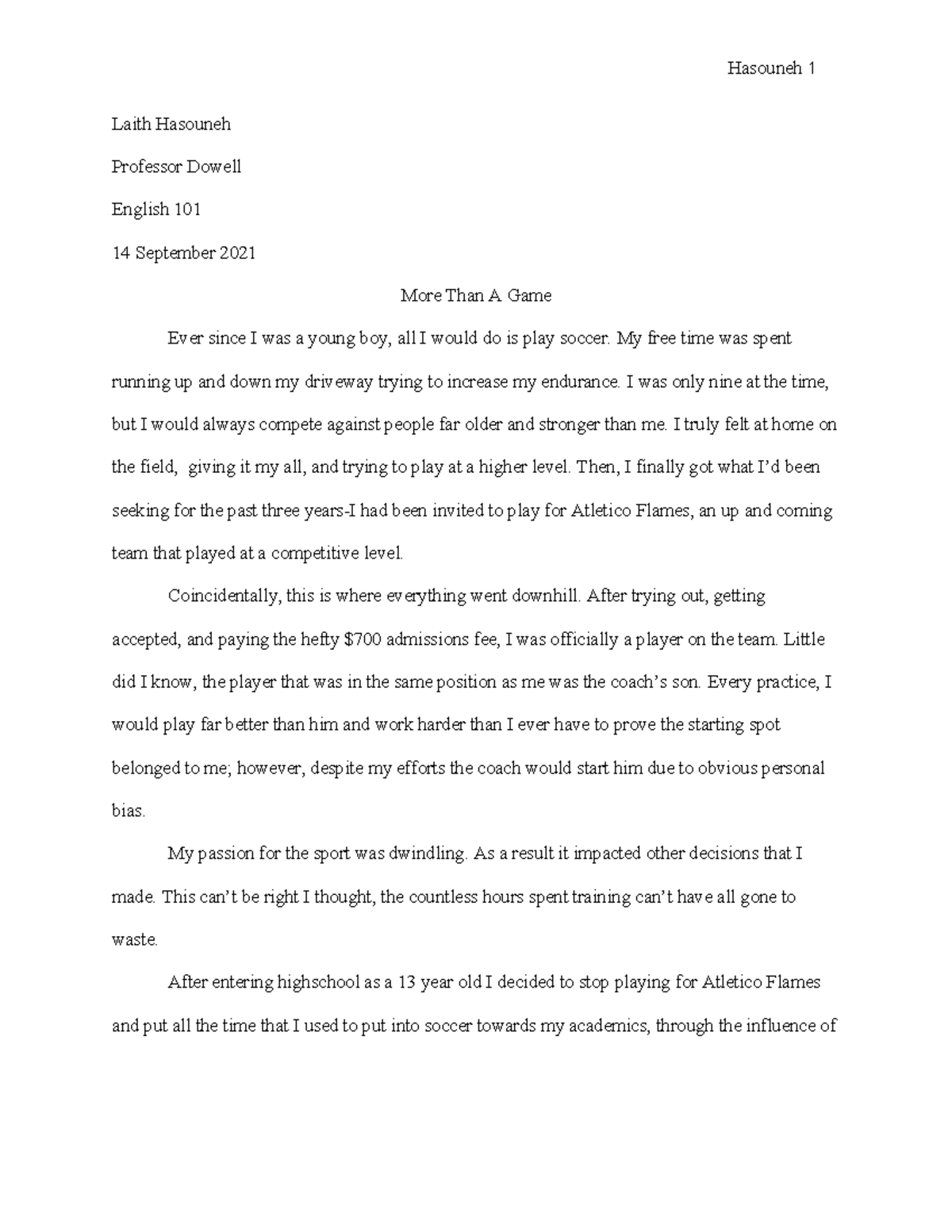 Definition essay - Hasouneh 1 Laith Hasouneh Professor Dowell English ...