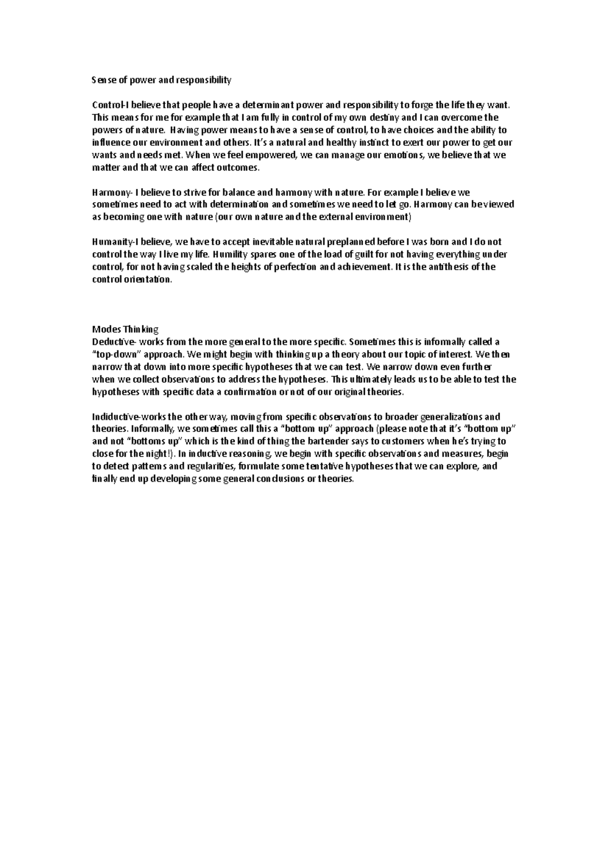 Sense of power and responsibility - Sense of power and responsibility ...