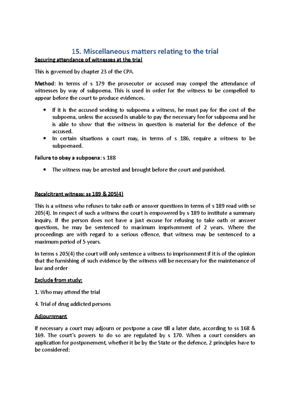 15. Miscellaneous - points to consider - 15. Miscellaneous matters ...
