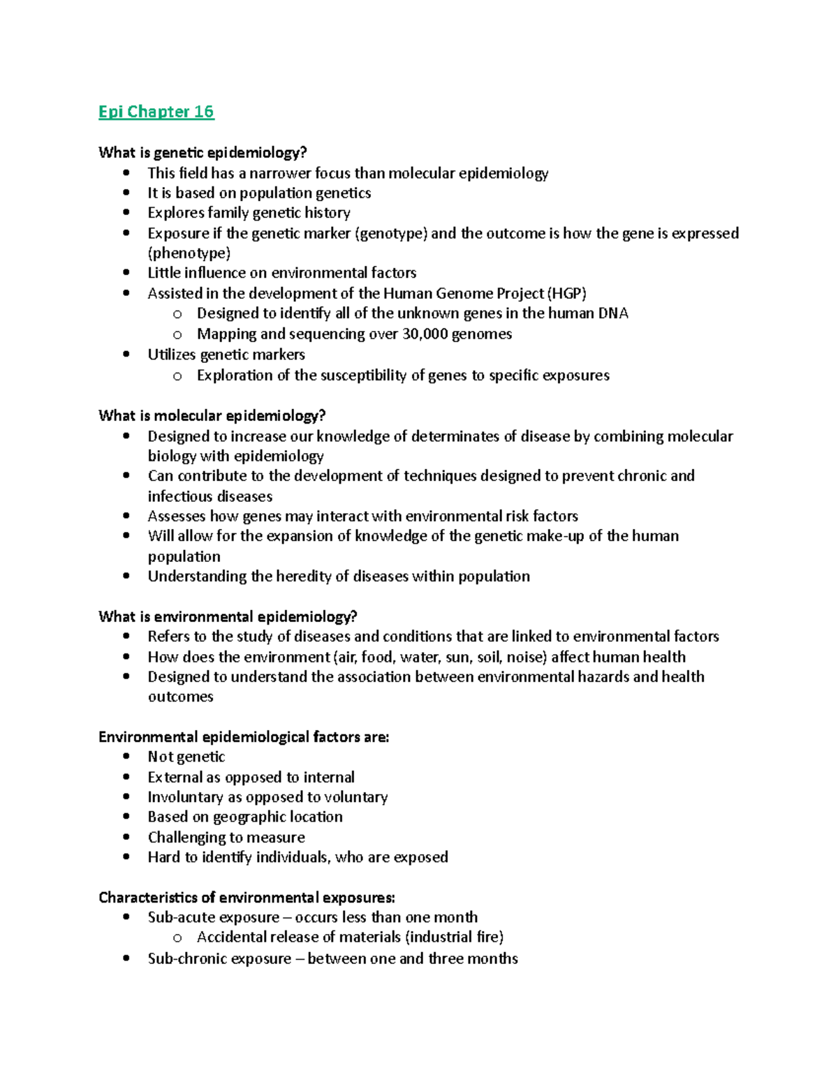 Epi Chapter 16 - Epi Chapter 16 What is genetic epidemiology? This ...