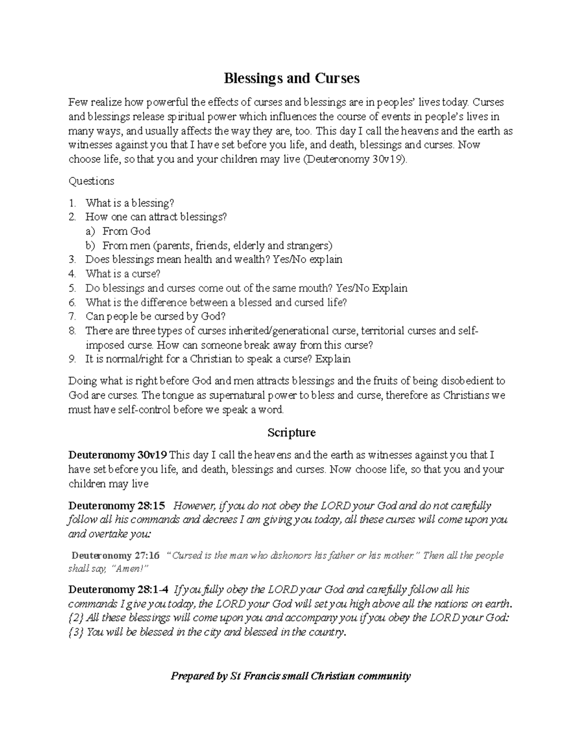 Blessings And Curses - Blessings and Curses Few realize how powerful ...