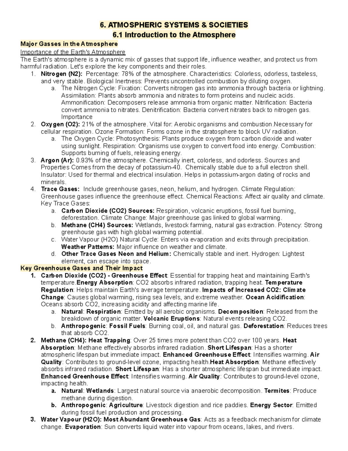 Topic 6 ESS Study Guide - 6. ATMOSPHERIC SYSTEMS & SOCIETIES 6 ...