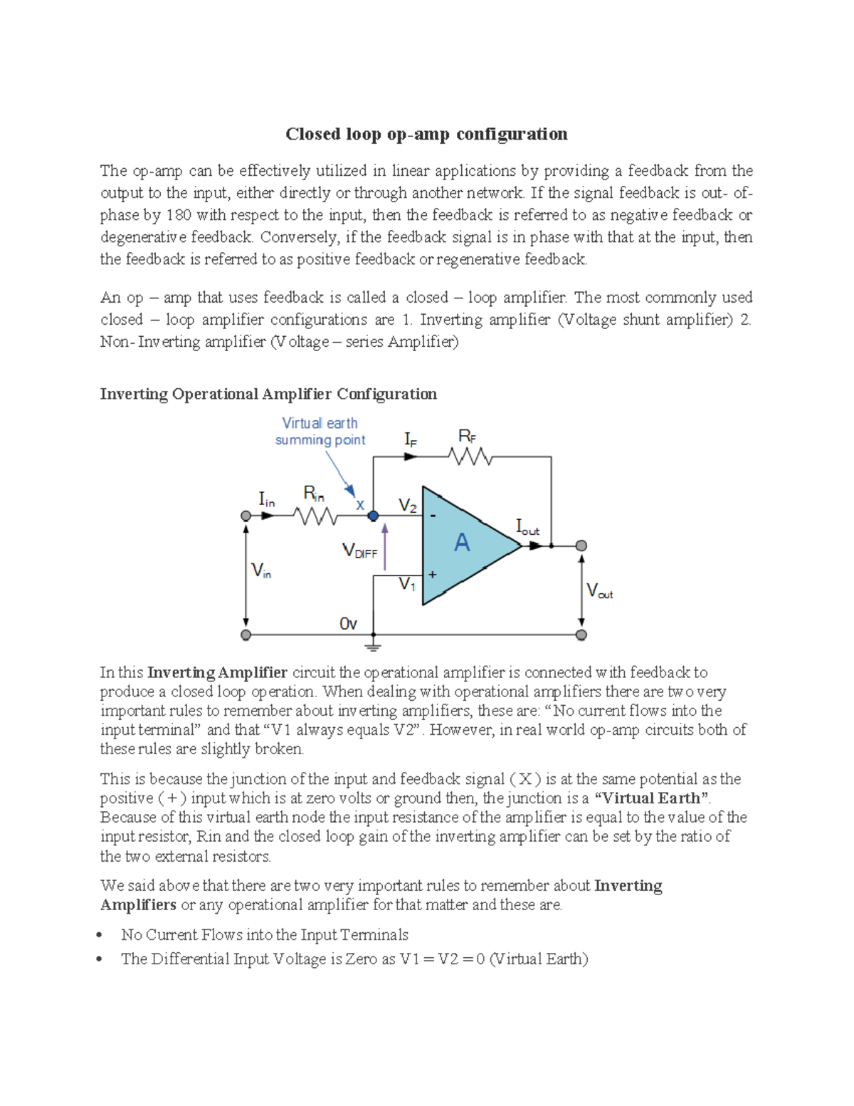 The closed loop opamp - about op amp - Closed loop op-amp configuration ...