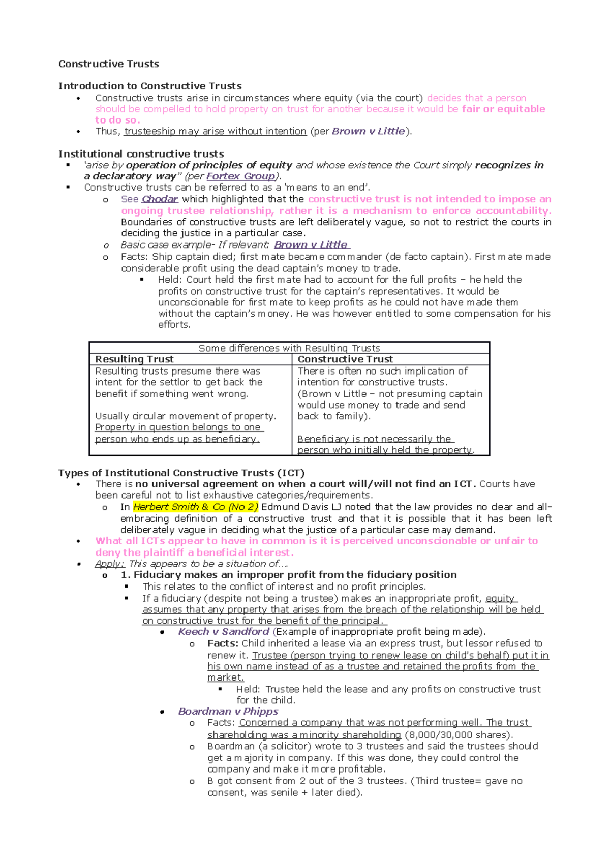 (2) Constructive Trusts - Constructive Trusts Introduction to Constructive Trusts Constructive ...