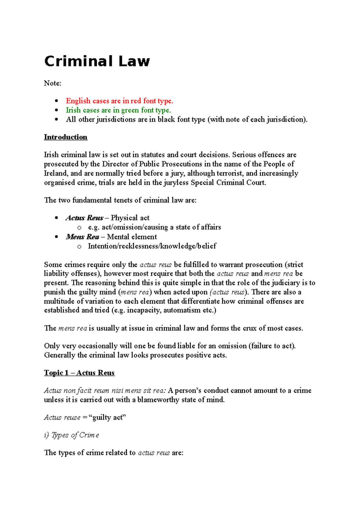 Criminal Law summary - Lecture notes 1-7 - Criminal Law Note: English ...