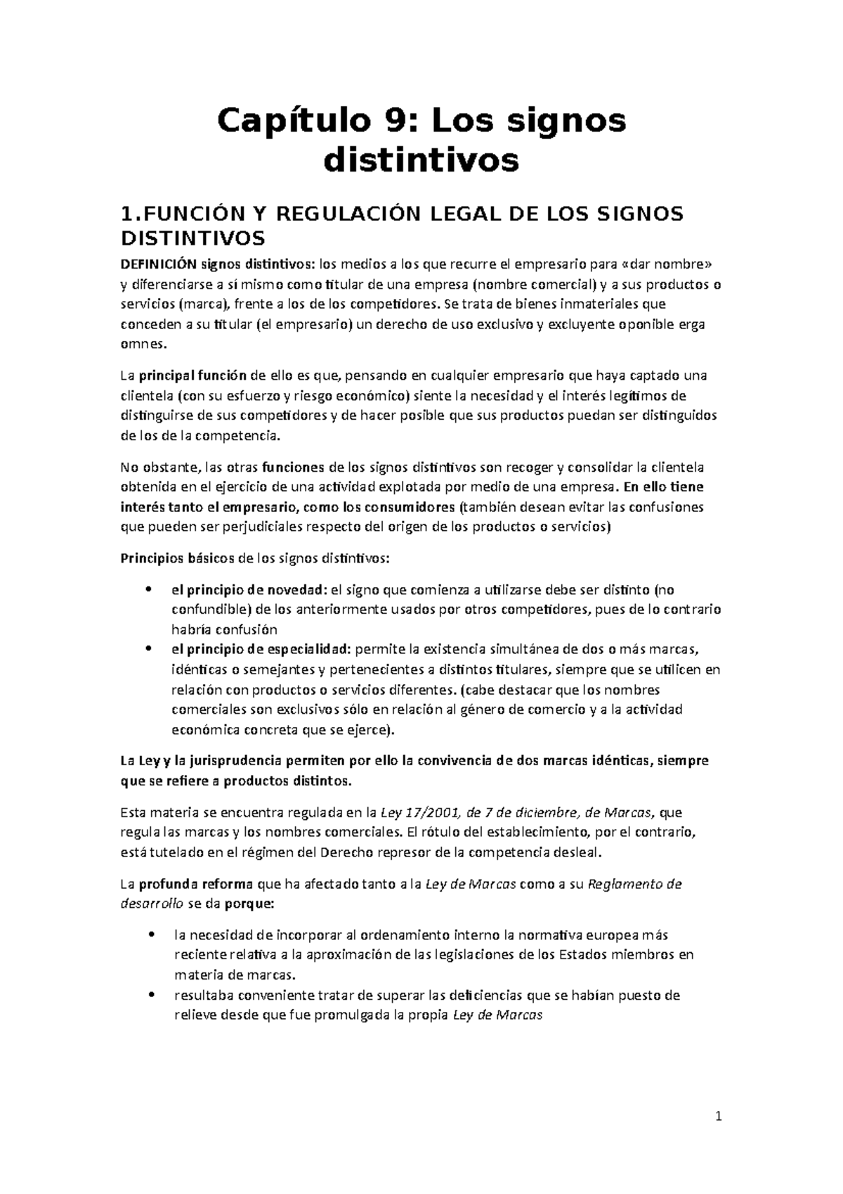 Capítulo 9. Los signos distintivos - Capítulo 9: Los signos distintivos 1ÓN Y REGULACIÓN LEGAL ...