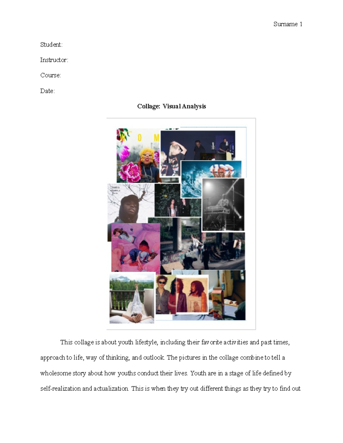 438883 Education-Collage and Visual Analysis - Surname 1 Student ...