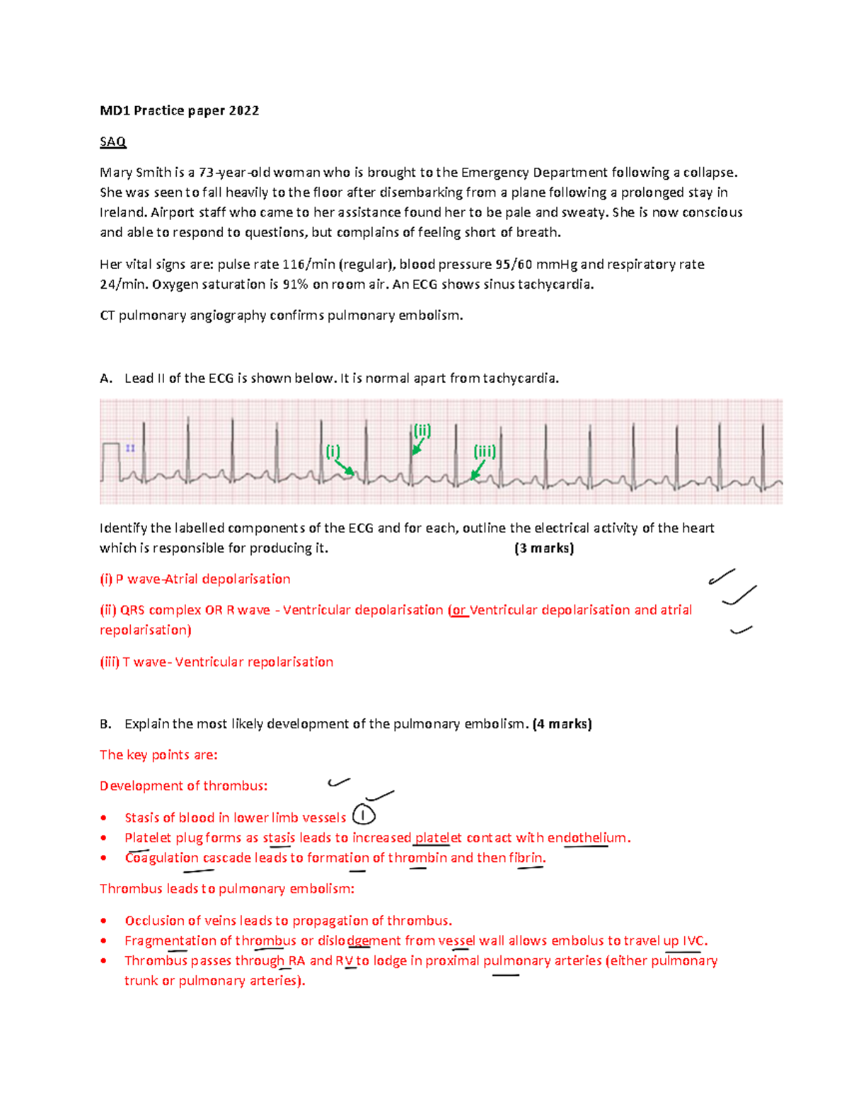 MD1 Practice paper-questions and answers - MD1 Practice paper 2022 SAQ ...