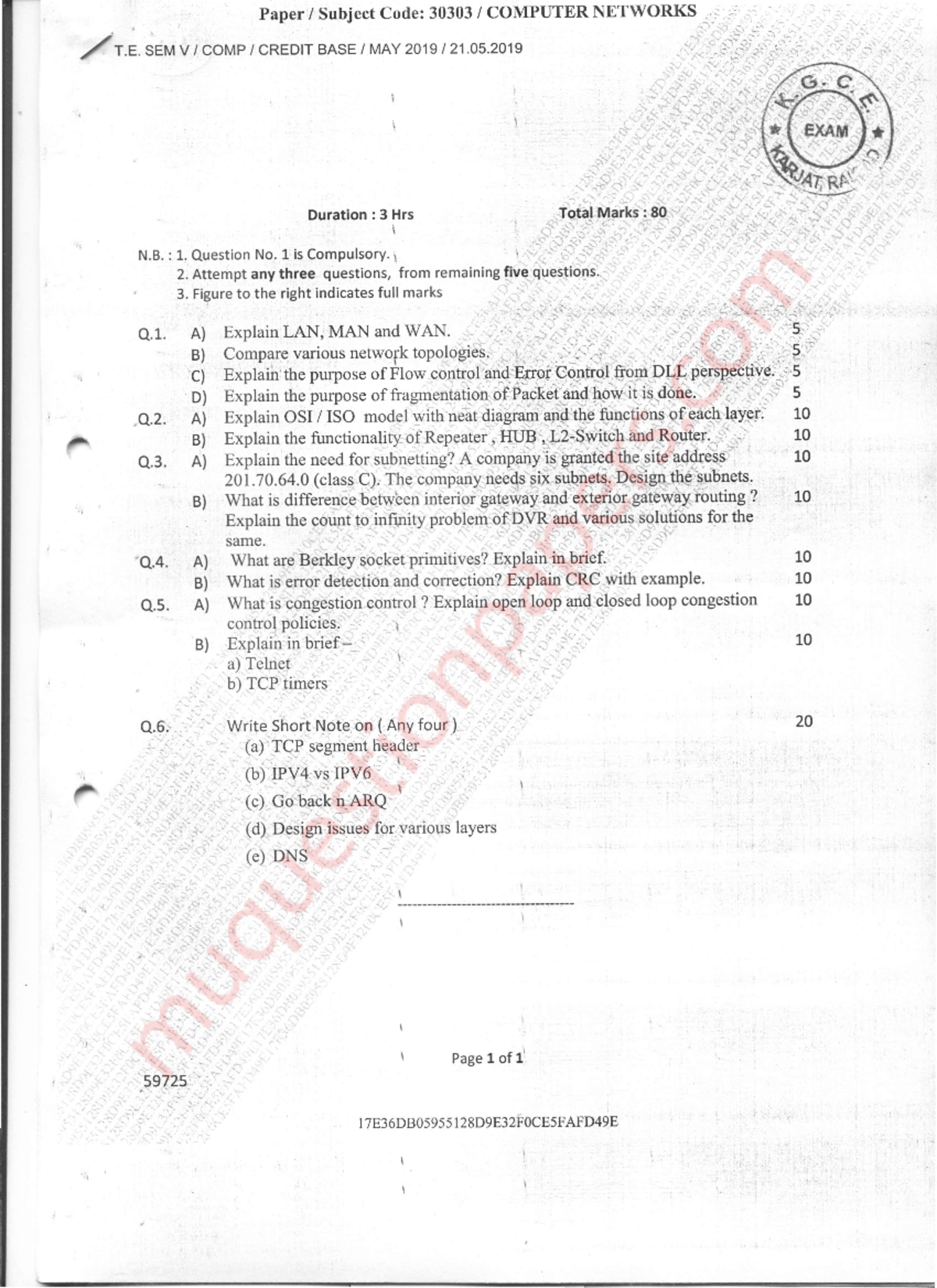 TE-Comps SEM5 CN MAY19 - Computer Network - MU - Studocu