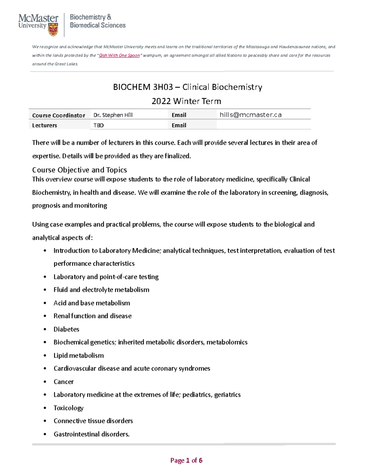 Biochem-3h03-clinical-biochemistry-w2022 - We recognize and acknowledge ...