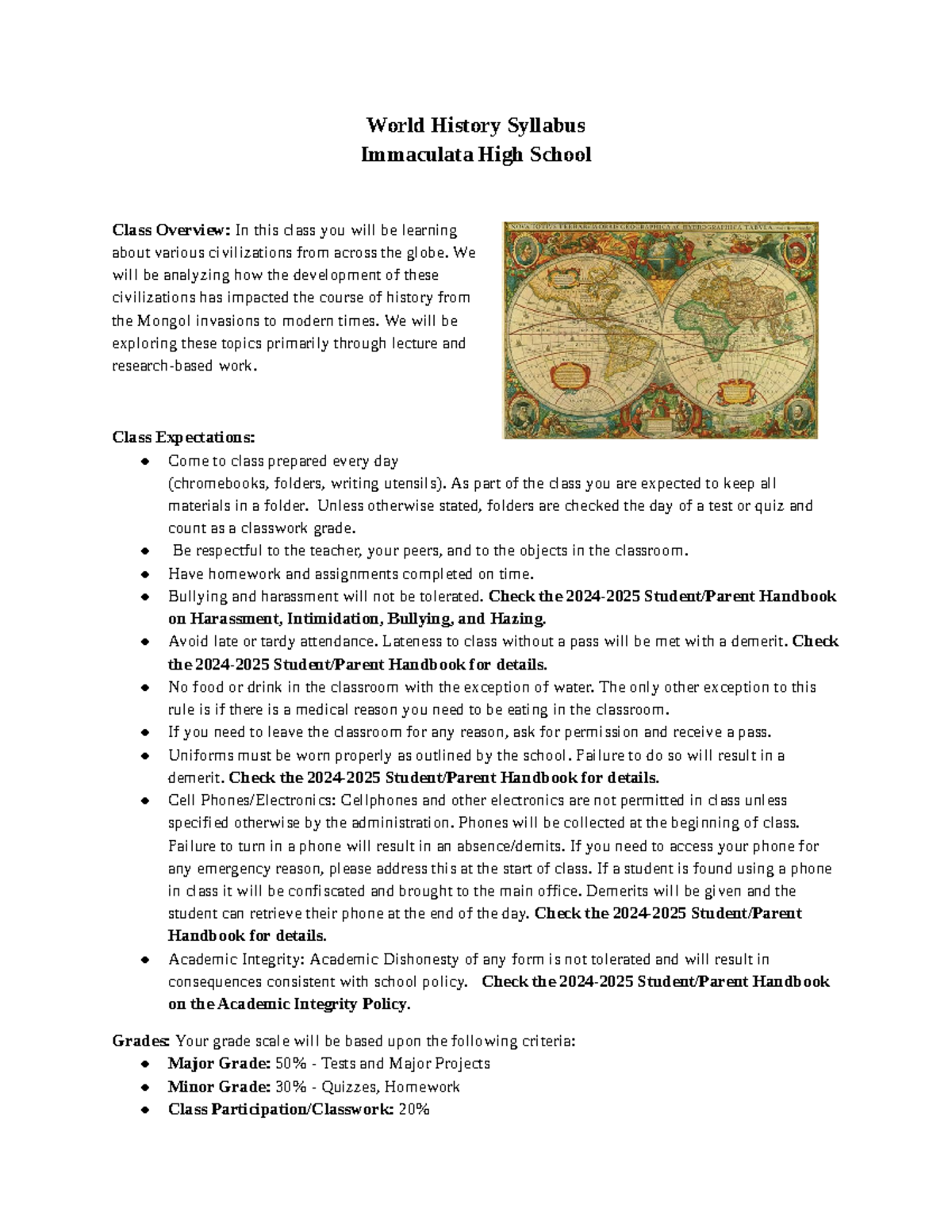 World History Syllabus Schoology - World History Syllabus Immaculata ...