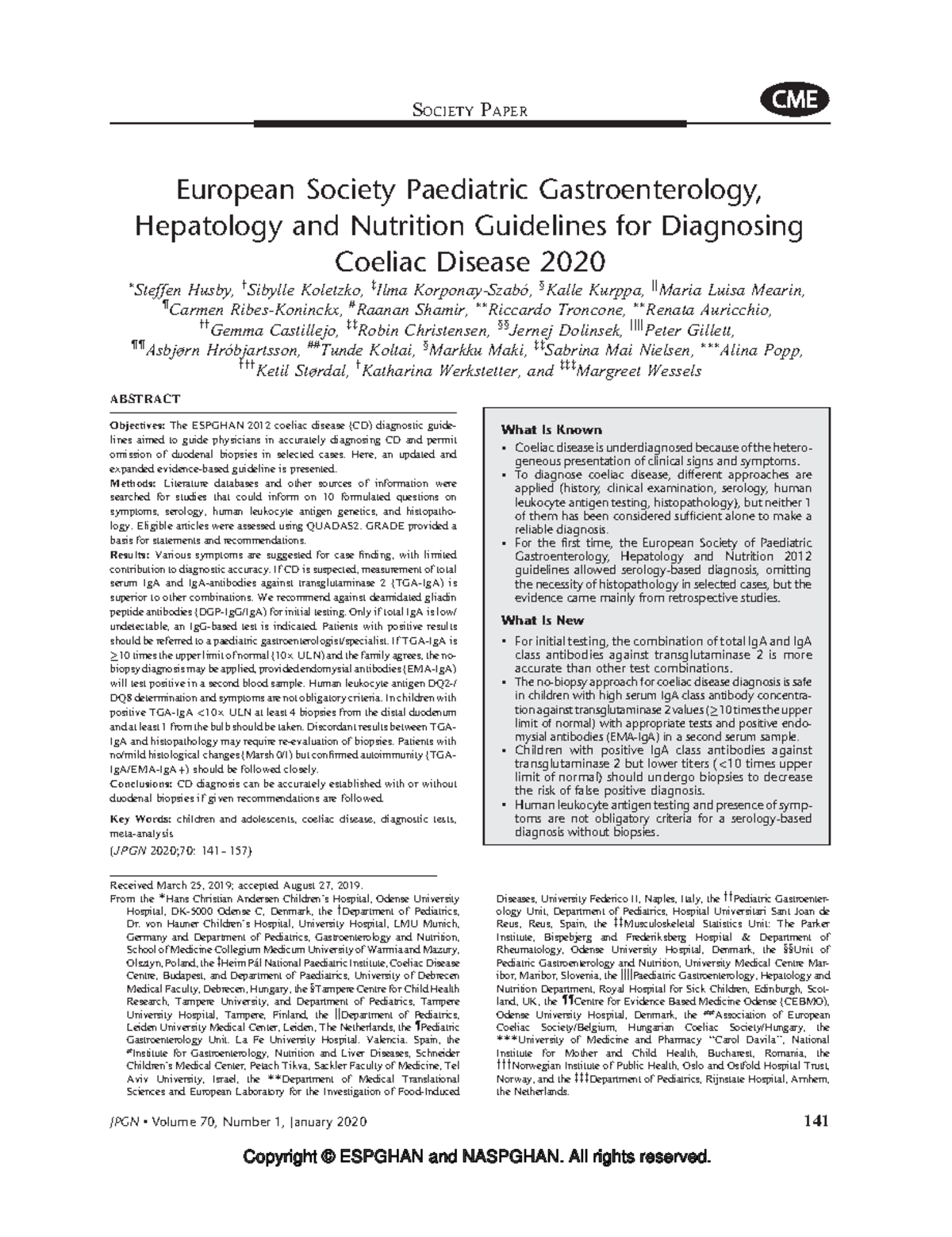 Espghan Guidelines for Diagnosing CD 2020 - European Society Paediatric ...
