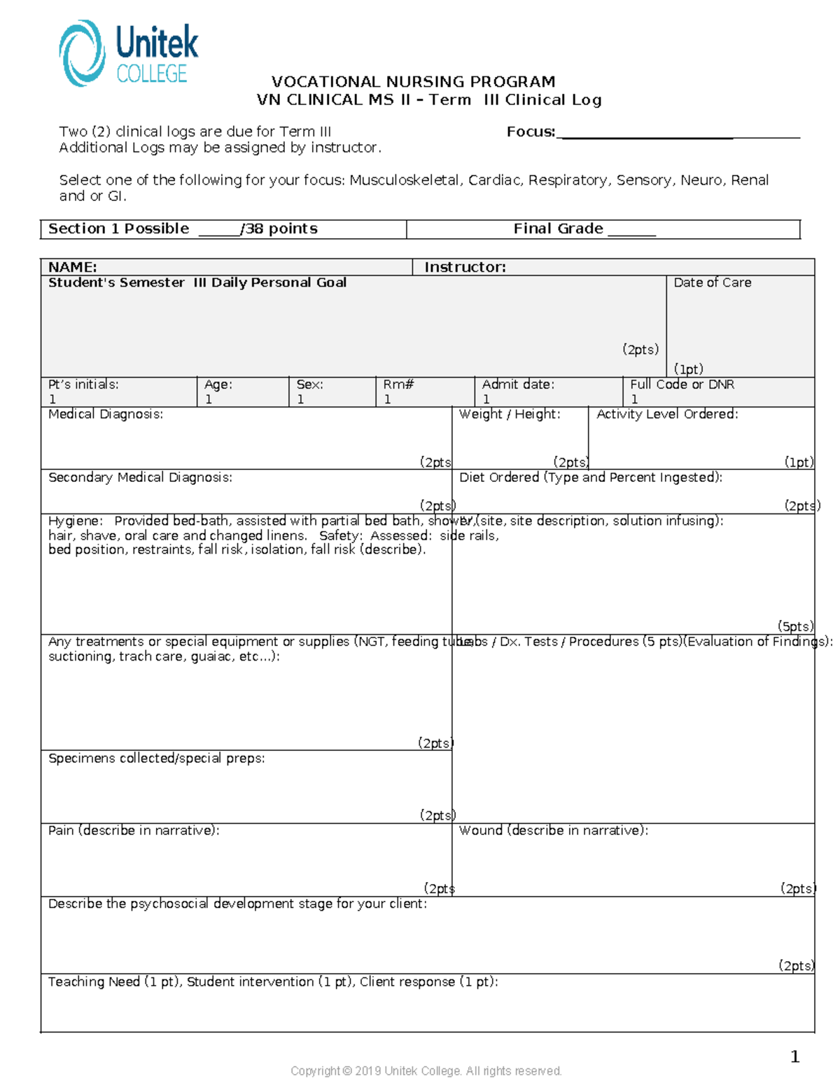 Clinical Log - Term III - blood transfusion - VN CLINICAL MS II – Term ...