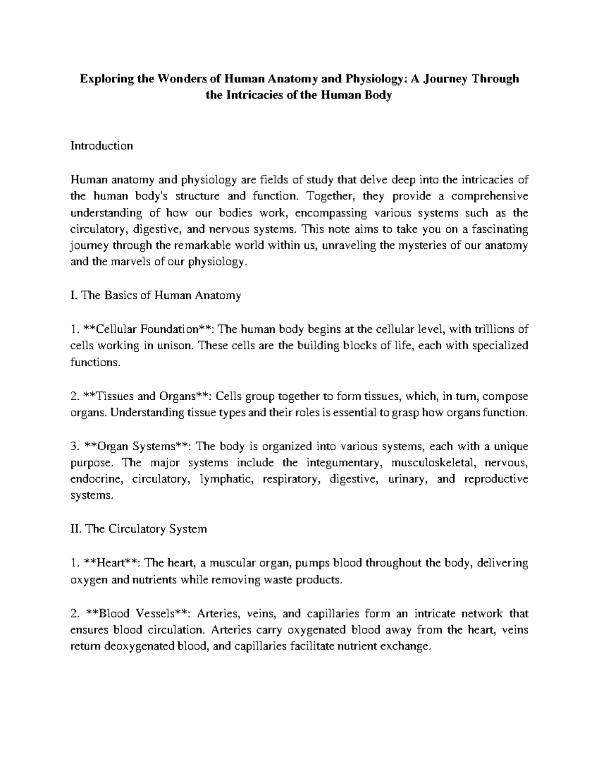 Exploring the Wonders of Human Anatomy and Physiology - A Journey ...