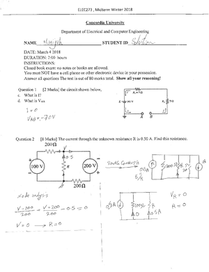 2022Final - 2022 final exam w/ solutions - ELEC 273 Final Exam June 20 ...