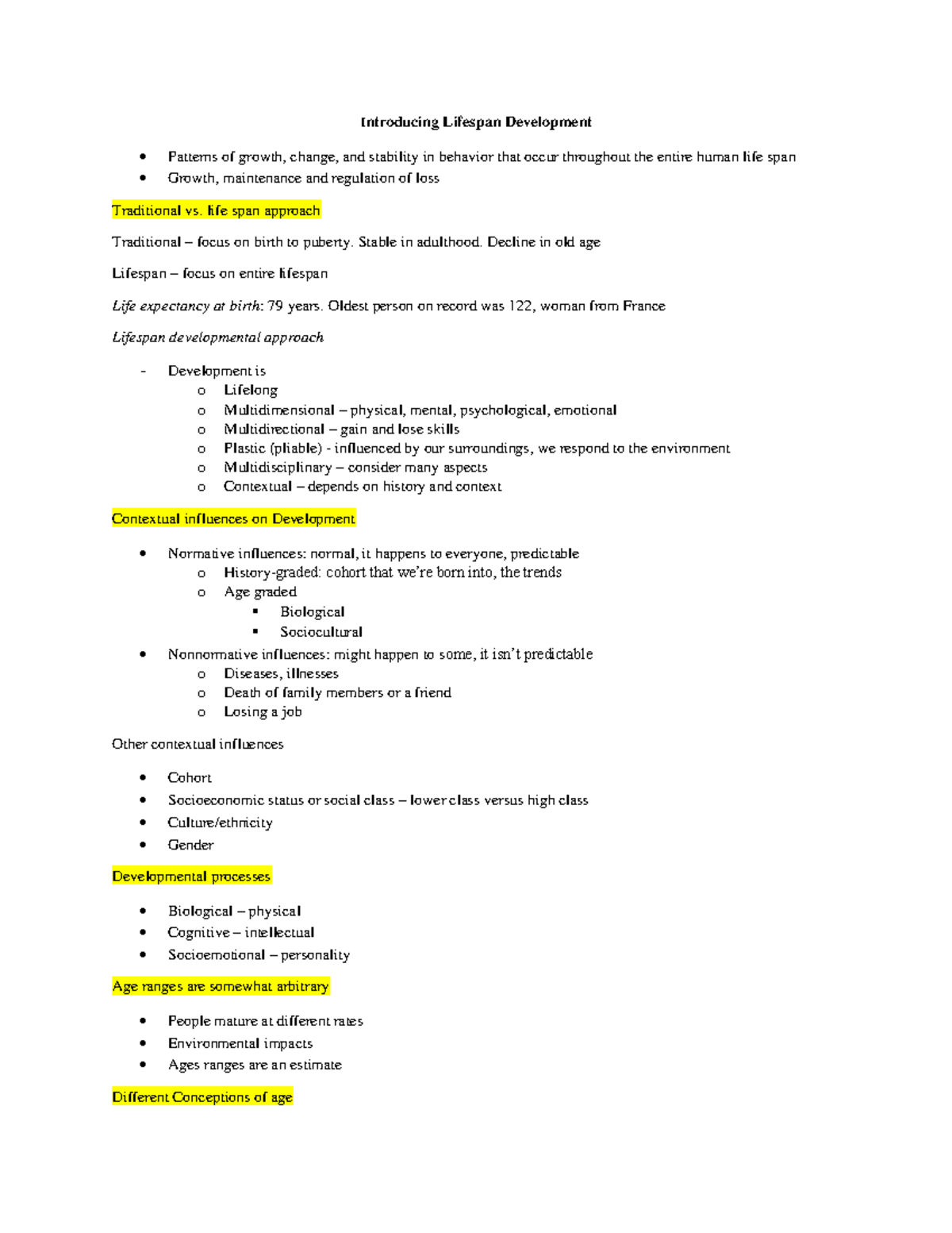 lifespan development - Introducing Lifespan Development • Patterns of growth, change, and ...