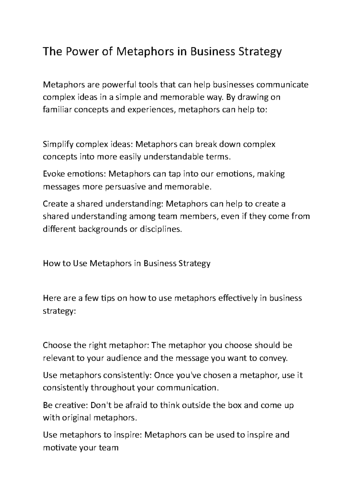 Module - 2 - English - The Power of Metaphors in Business Strategy ...