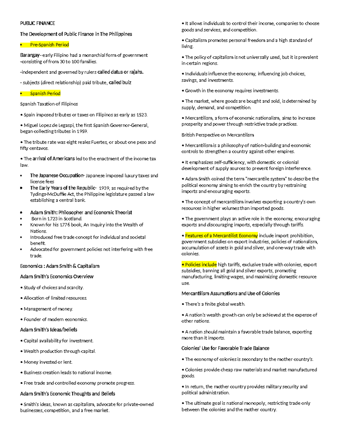Public Finance Summary - PUBLIC FINANCE The Development of Public ...