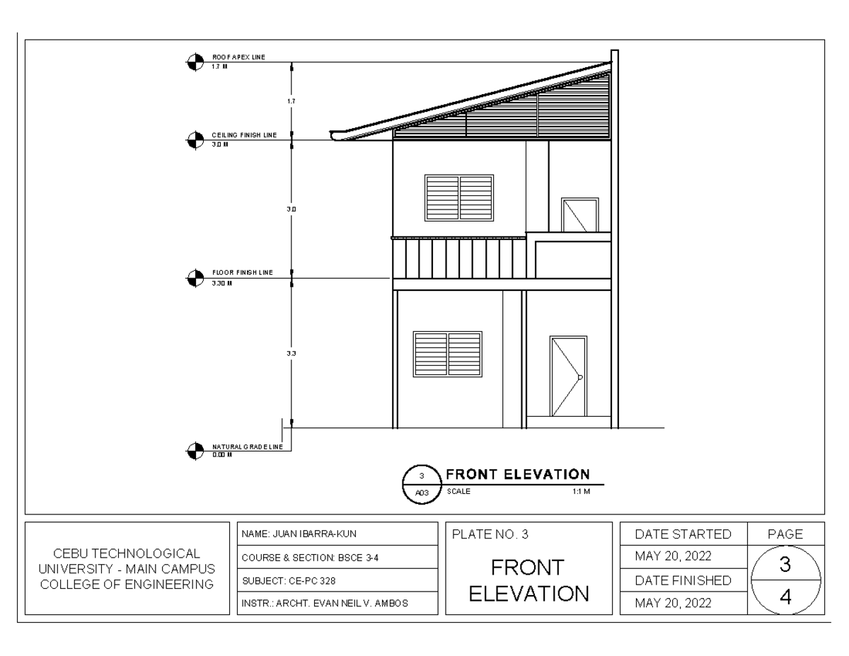 Front- Elevation - Samples only - FLOOR FINISH LINE NATURAL GRADE LINE ...