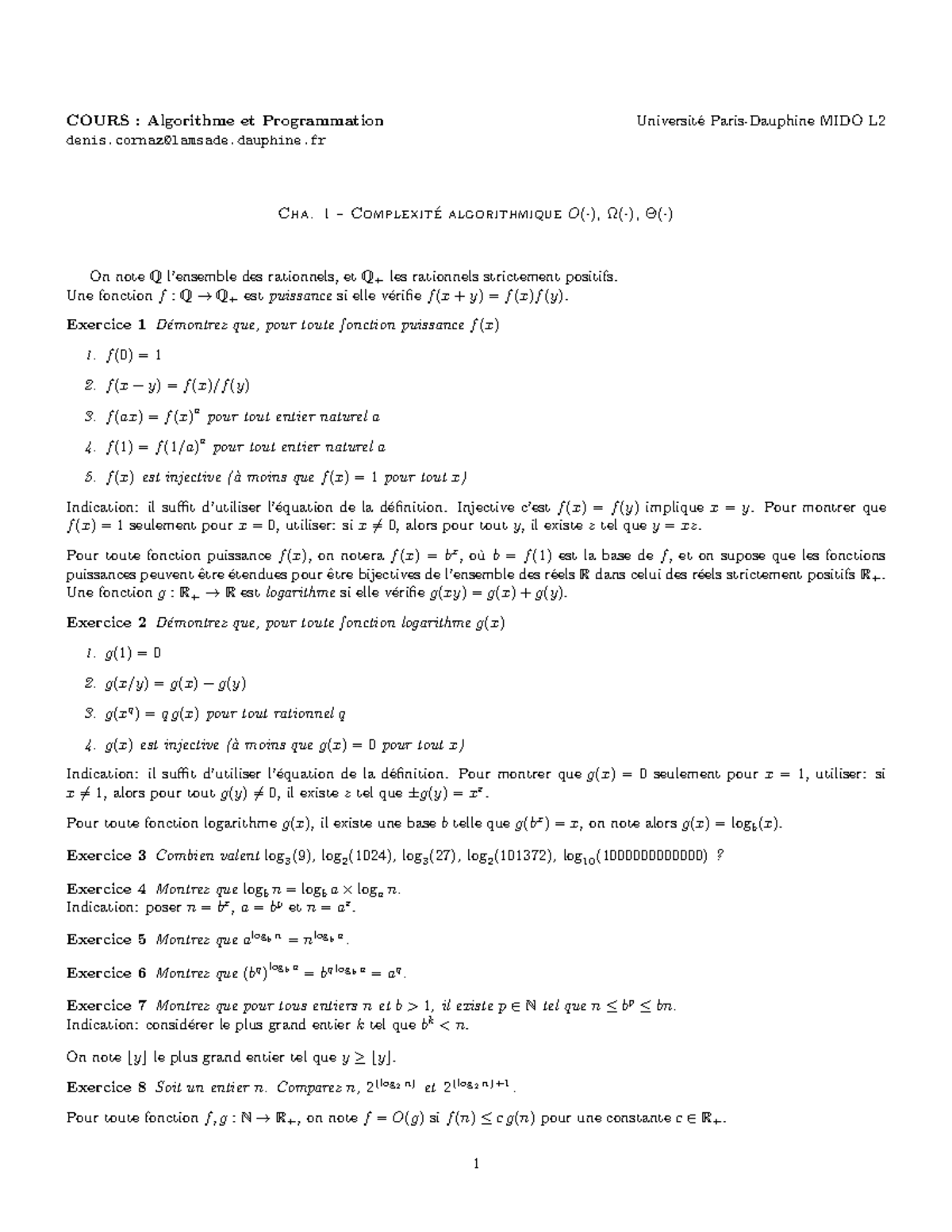 Coursn - Algo 3 - COURS : Algorithme et Programmation Universit ́e ...