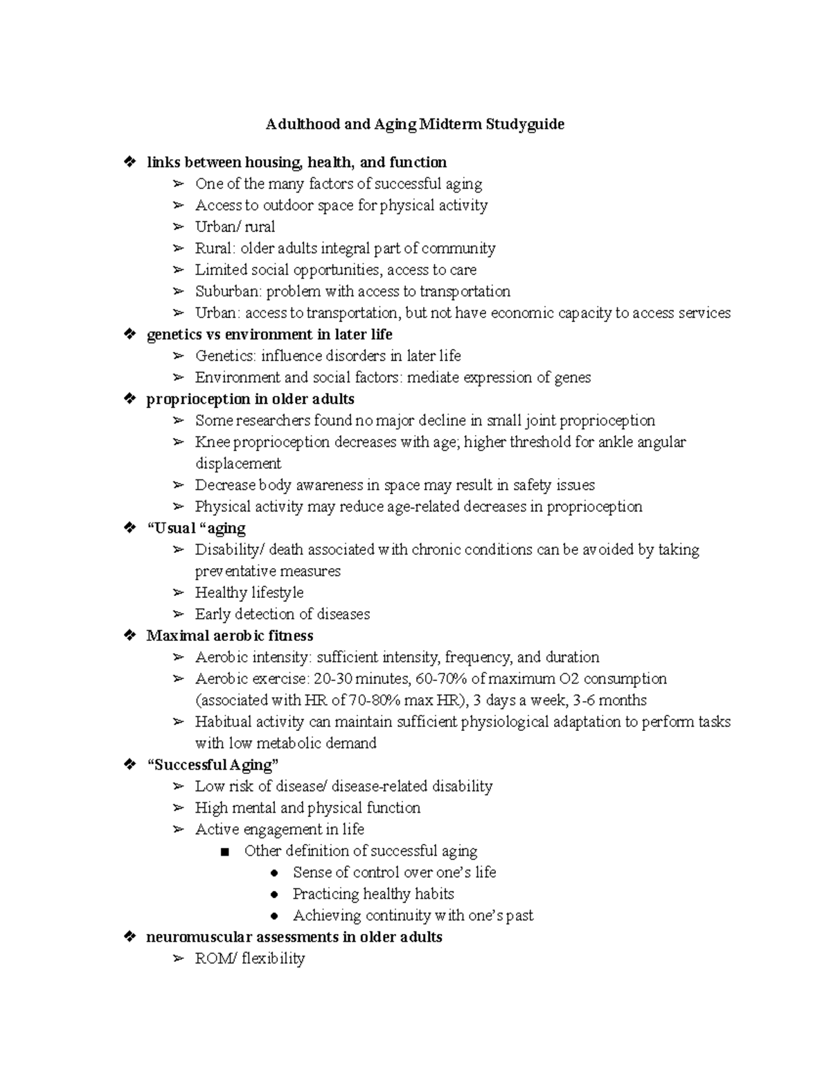 Adulthood and Aging Study guide - Adulthood and Aging Midterm ...